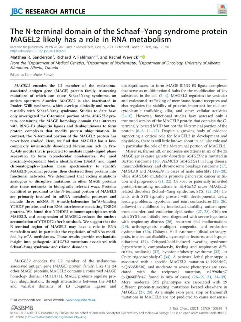 Investigación del Síndrome de Schaaf-Yang